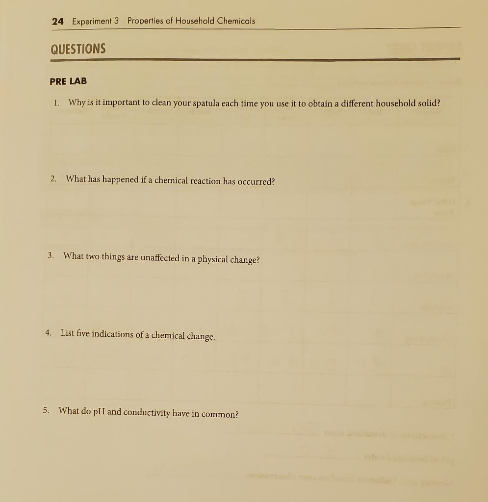 Solved 24 Experiment 3 Properties of Household Chemicals | Chegg.com