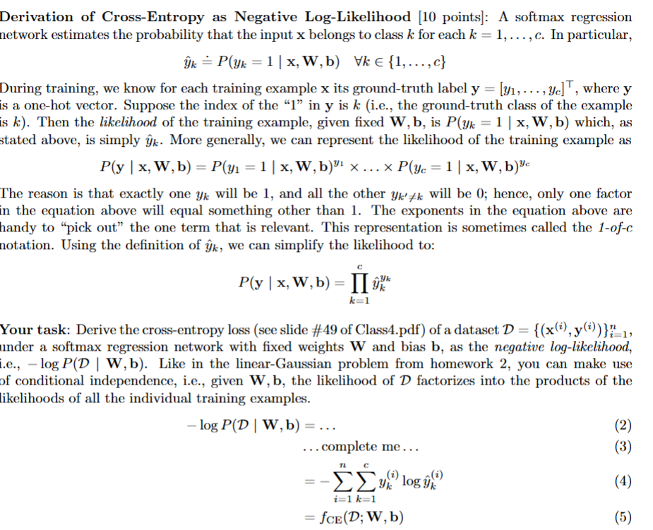Solved Derivation of ﻿Cross-Entropy as ﻿Negative | Chegg.com
