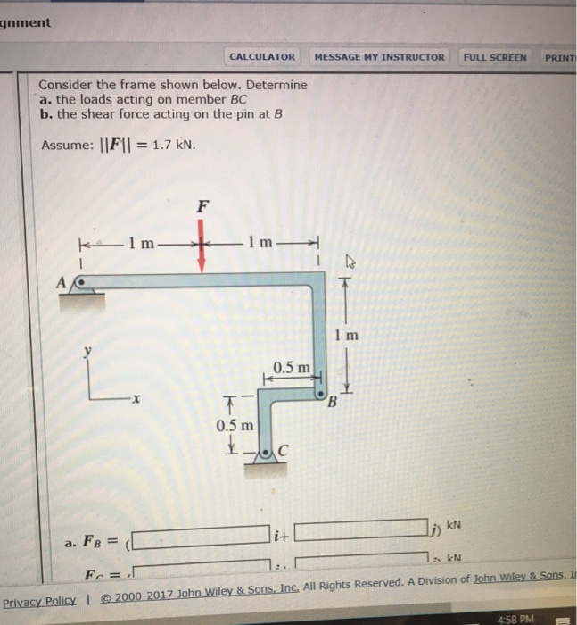 Solved Consider the frame shown below. DetermineA. The loads | Chegg.com