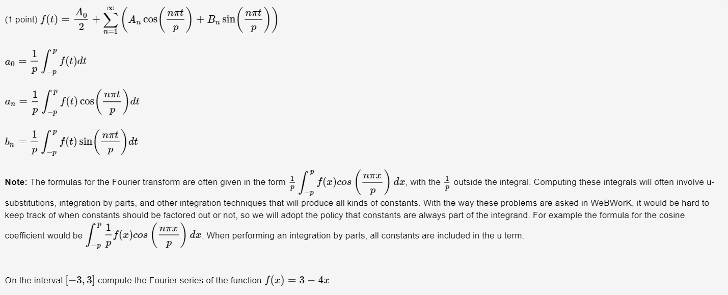 Solved (1 point) f(t) 4+2 (1, 04 (19) + D.sin(106) 1 — — ao | Chegg.com