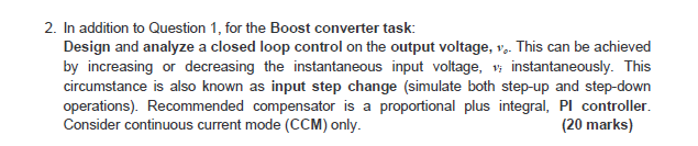 2. In addition to Question 1, for the Boost converter | Chegg.com