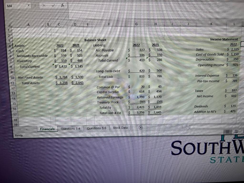 Use the tab labeled ‘Financials’ to: Determine the | Chegg.com