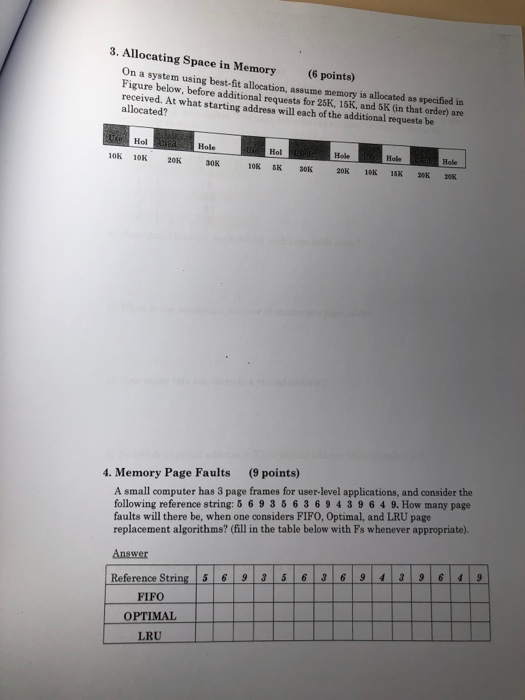Solved 3. Allocating Space in Memory (6 points) On a system | Chegg.com