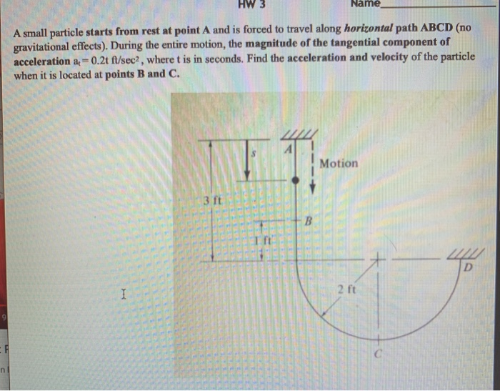 Solved HW 3 Name A small particle starts from rest at point | Chegg.com