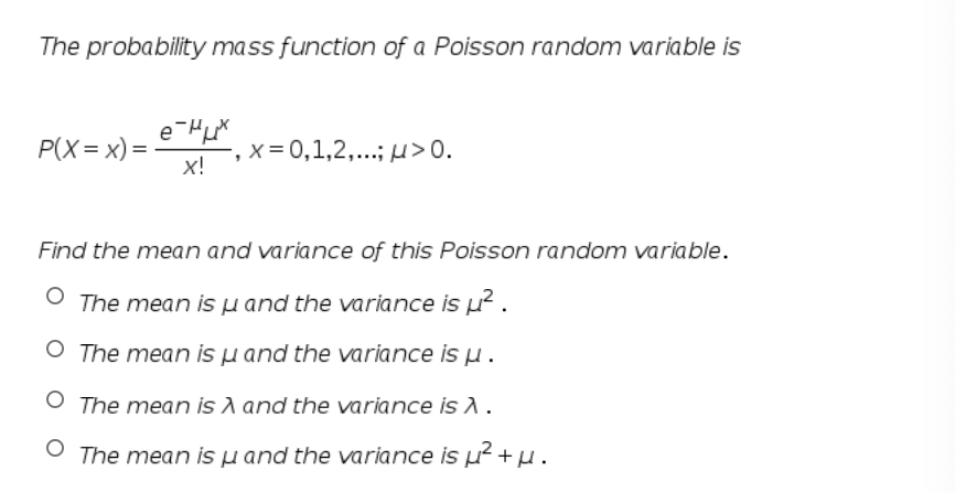 Solved The probability mass function of a Poisson random | Chegg.com