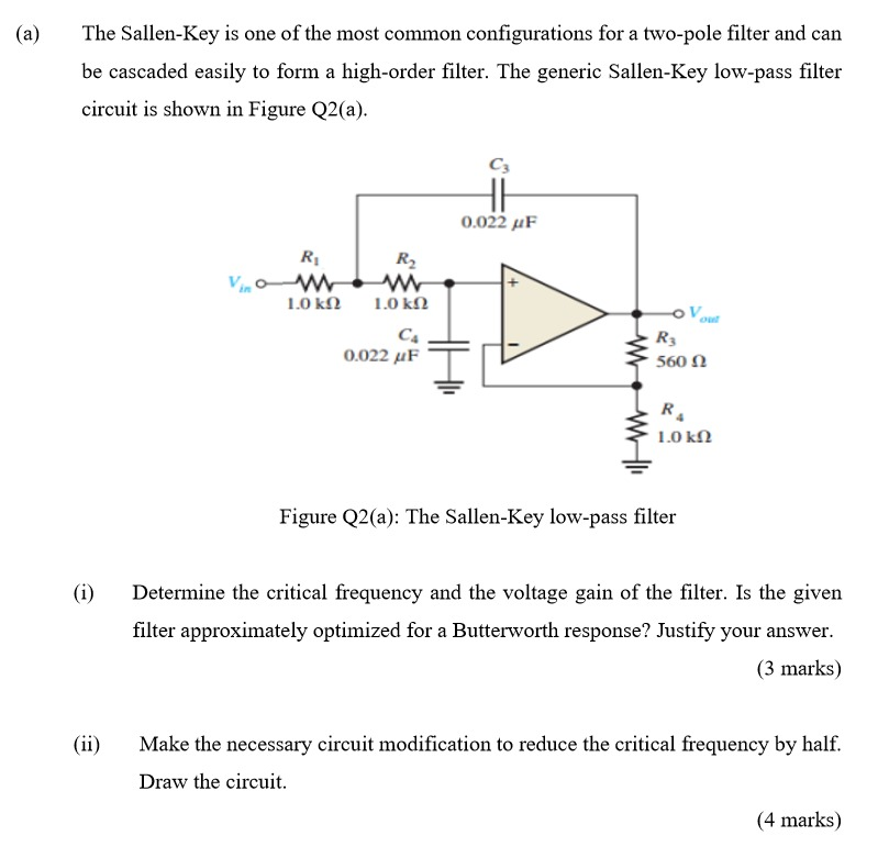 Solved (a) The Sallen-Key is one of the most common | Chegg.com