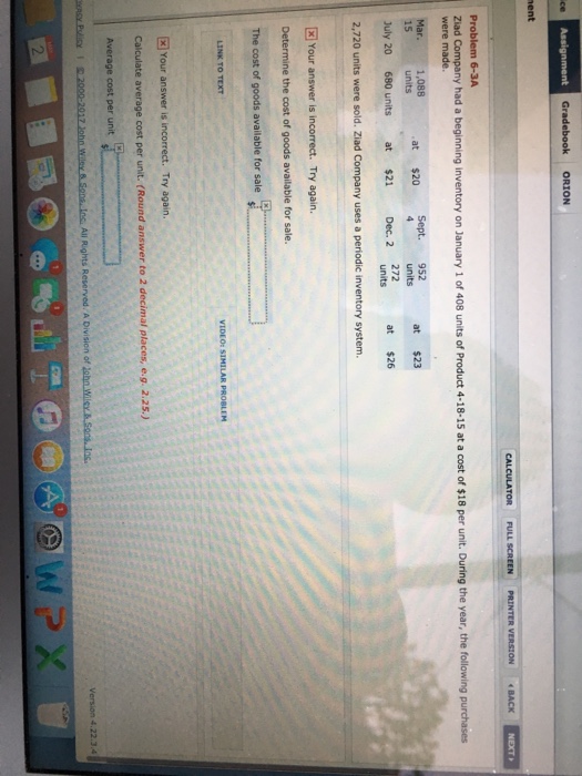 Solved ORION Assignment Gradebook NEXT PRINTER VERSION FULL | Chegg.com