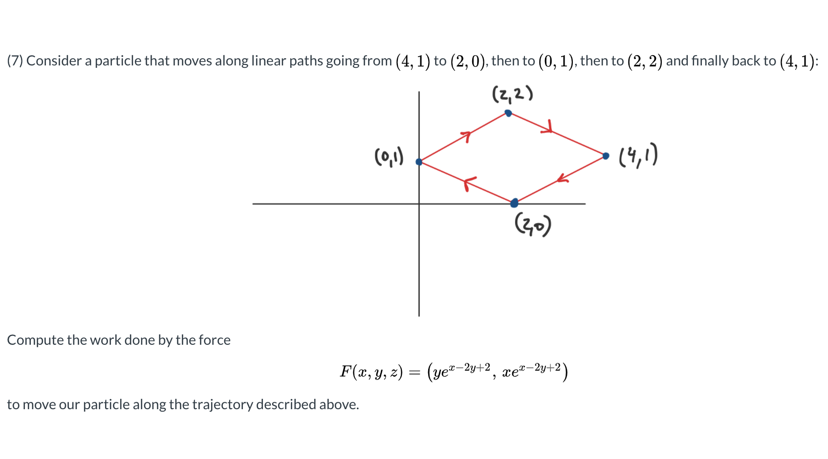 Solved (7) Consider a particle that moves along linear paths | Chegg.com