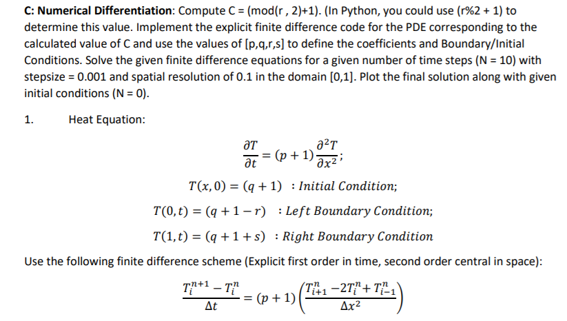 C: Numerical Differentiation: Compute C = (mod(r , | Chegg.com