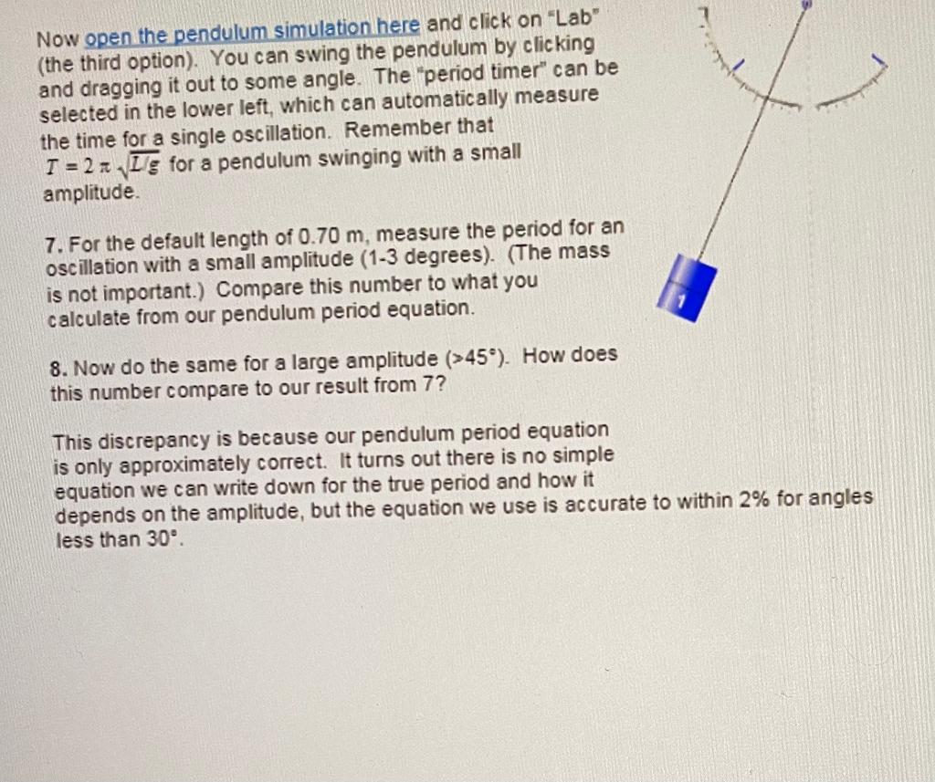 Solved Now open the pendulum simulation here and click on | Chegg.com