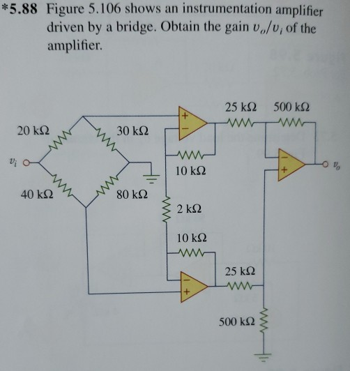 Solved *5.88 Figure 5.106 shows an instrumentation amplifier | Chegg.com