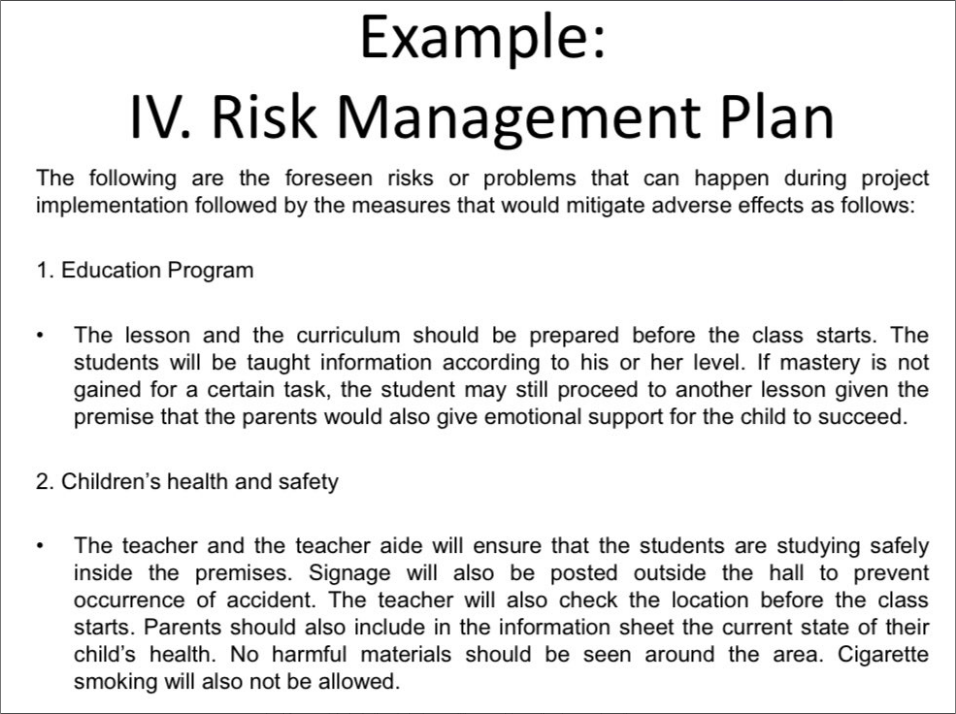 [Solved]: question: make a risk management plan for this tit