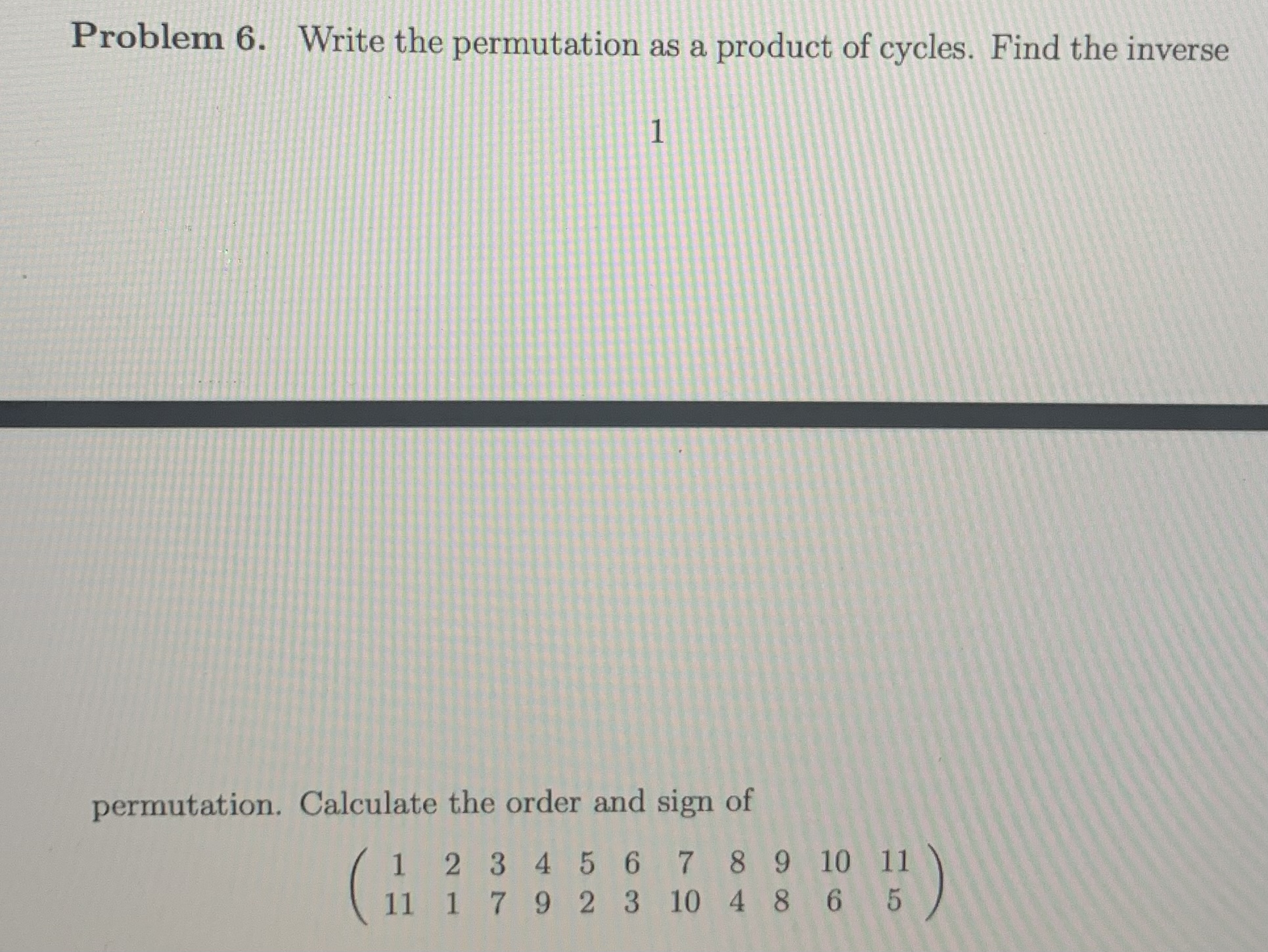 Solved permutation. Calculate the order and sign | Chegg.com