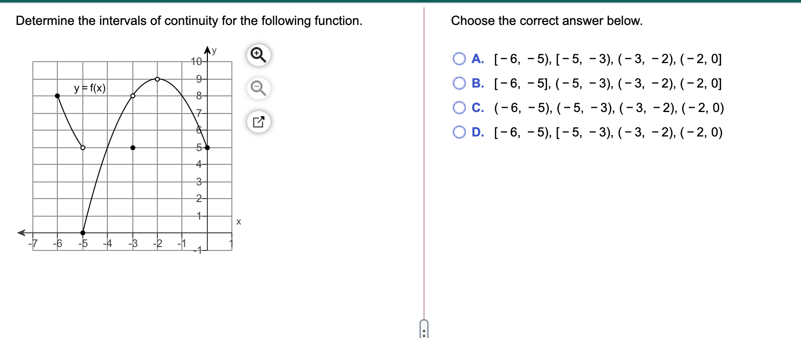 Solved Determine the intervals of continuity for the | Chegg.com