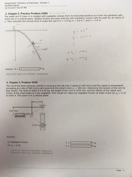 Solved Assignment (Kinetics of Particles), Version1 Student | Chegg.com