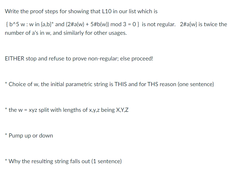 Solved Write the proof steps for showing that L10 in our | Chegg.com