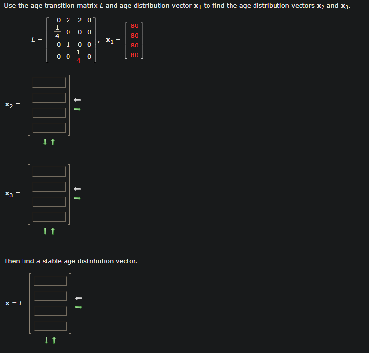 Solved Use the age transition matrix L and age distribution | Chegg.com