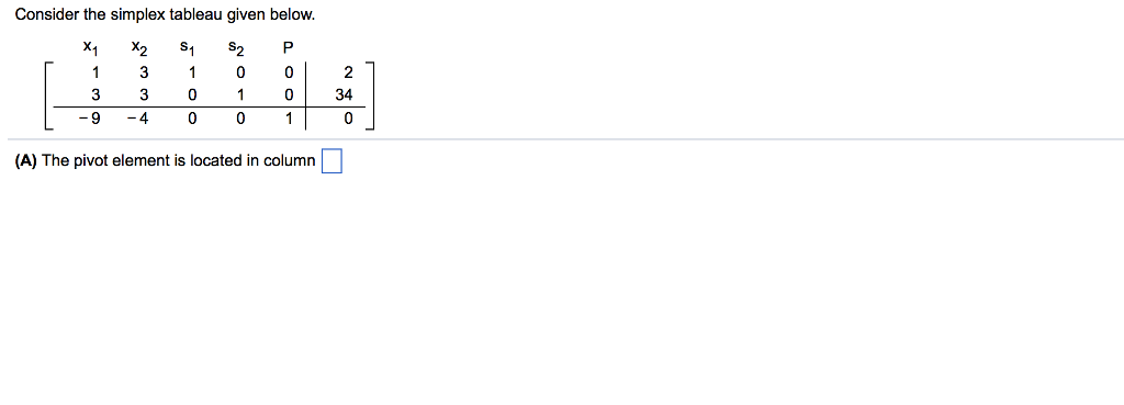 Solved Consider the simplex tableau given below X1 X2 S S2 P | Chegg.com