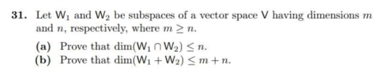 Solved 31. Let W1 and W2 be subspaces of a vector space V | Chegg.com