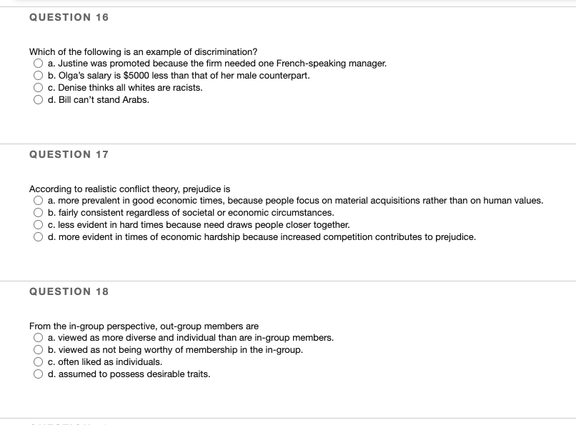 Solved QUESTION 16 Which of the following is an example of | Chegg.com