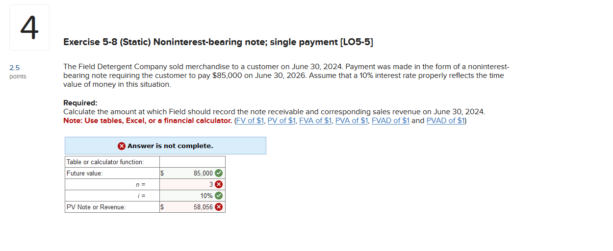 Solved Exercise 5-8 (Static) ﻿Noninterest-bearing note; | Chegg.com
