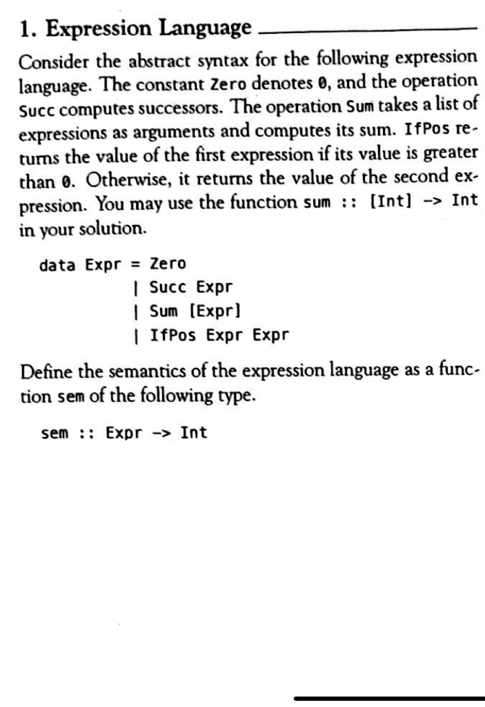 1. Expression Language Consider the abstract syntax | Chegg.com