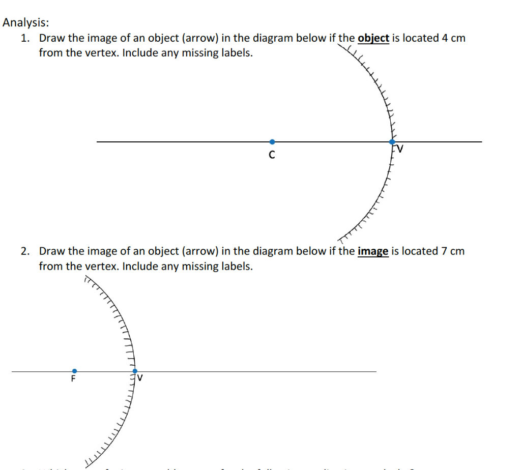Solved Analysis: 1. Draw the image of an object (arrow) in | Chegg.com
