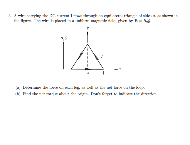 Solved 3. A wire carrying the DC-current I flows through an | Chegg.com