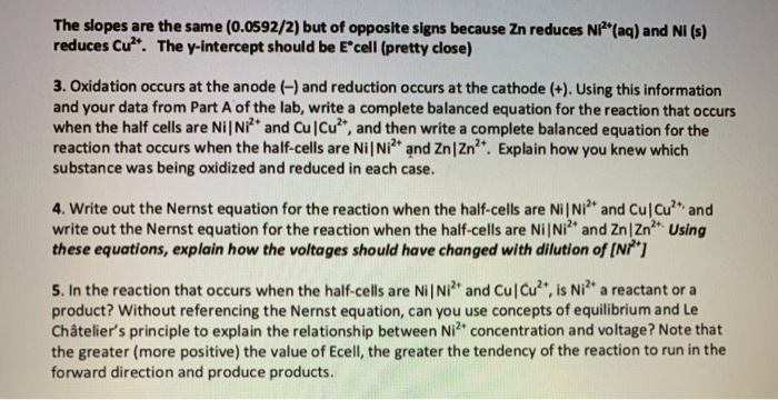 Ecell o cell-(0.0592/n) log Q If you plot log Q | Chegg.com