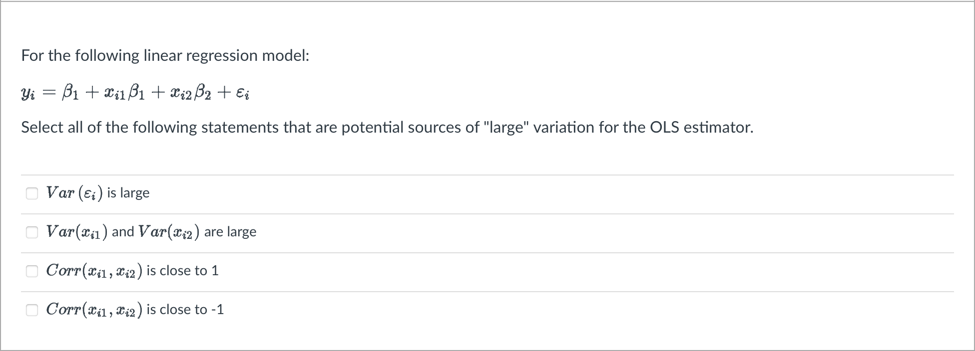 Solved For the following linear regression model: | Chegg.com