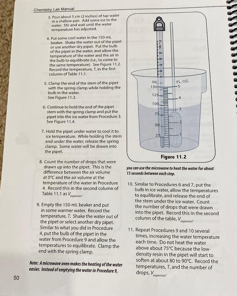 Solved Charles' Law LAB 11: CHARLES'LAW Goals volumes and | Chegg.com