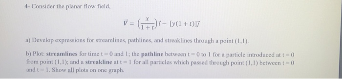 Solved 4- Consider the planar flow field, a) Develop | Chegg.com