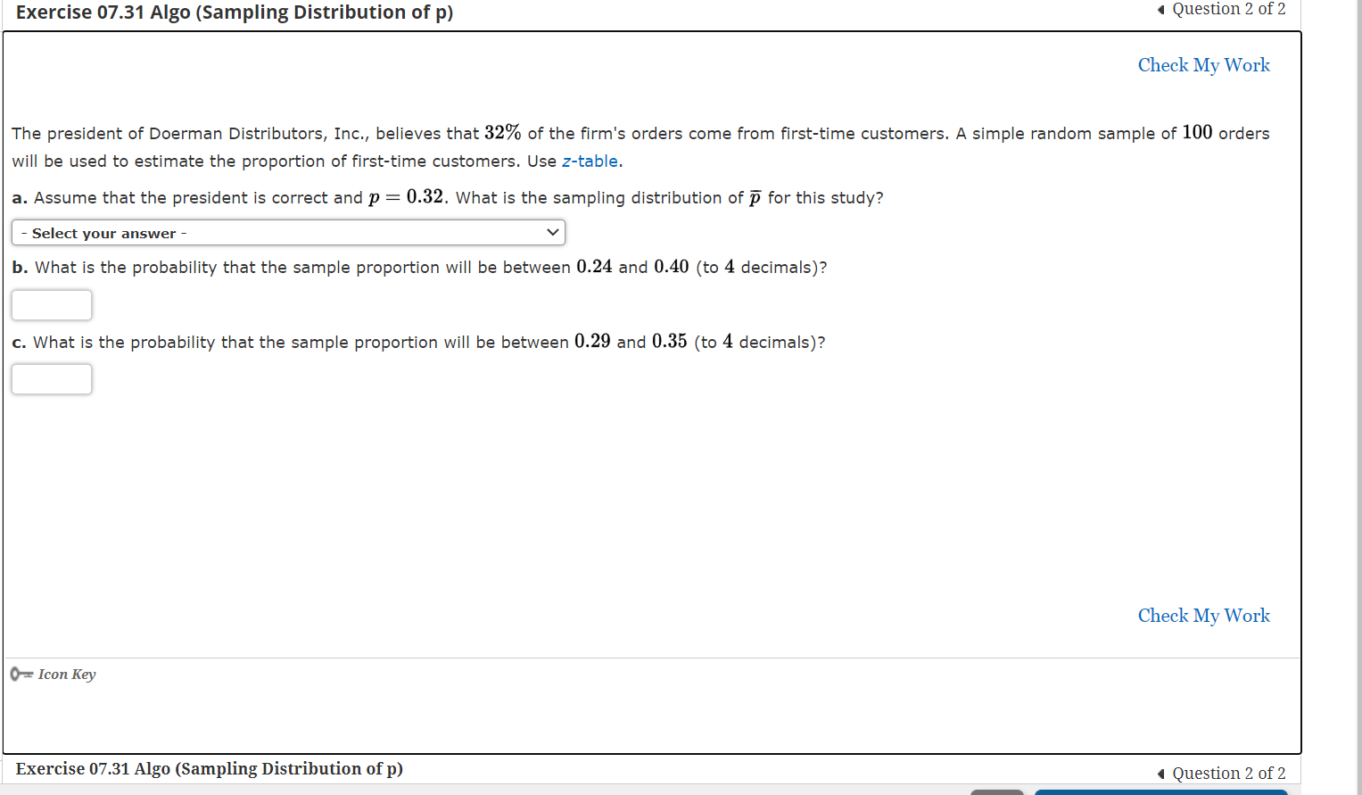 Solved Exercise 07.31 Algo (Sampling Distribution of p) | Chegg.com
