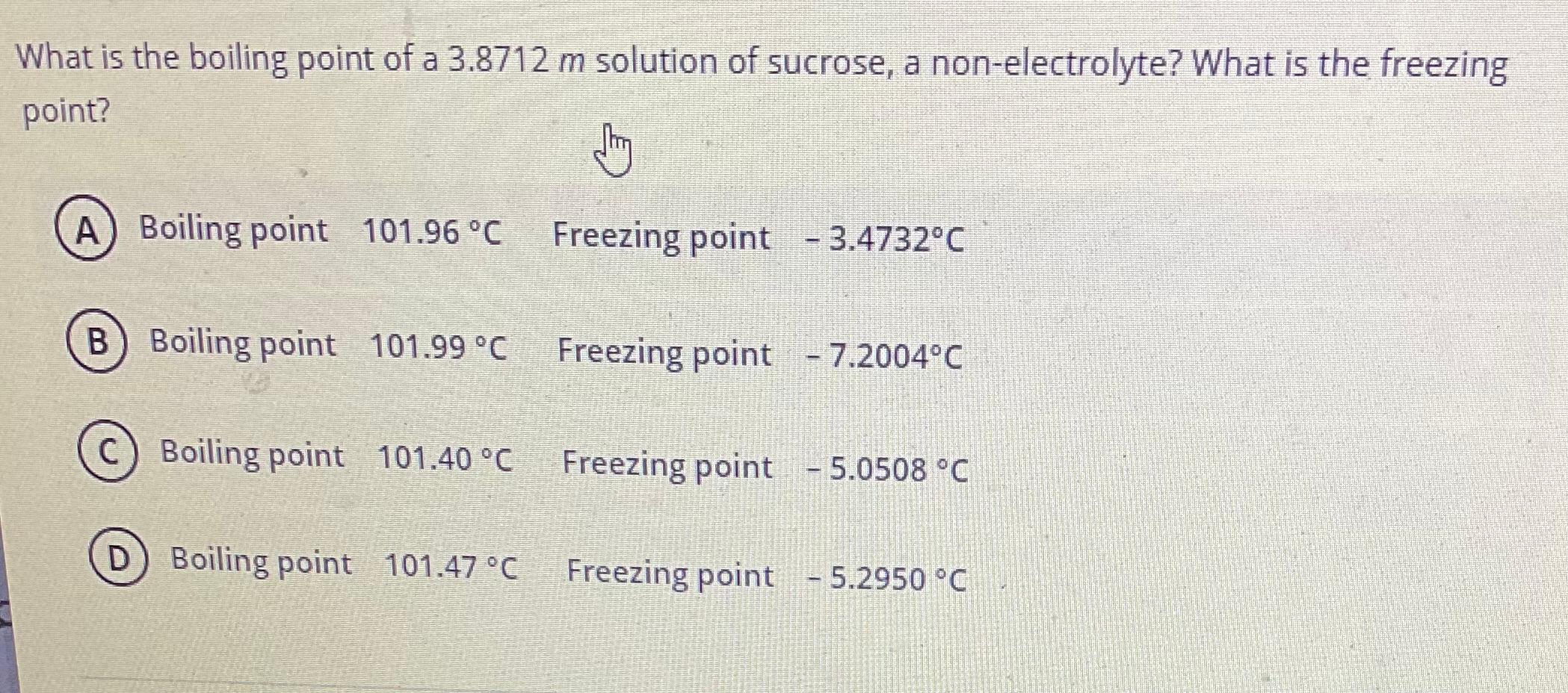 Solved What is the boiling point of a 3.8712 m solution of | Chegg.com