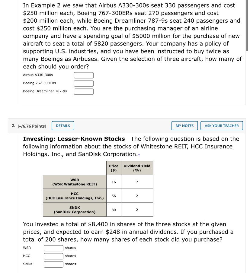 Solved In Example 2 we saw that Airbus A330-300s seat 330 | Chegg.com
