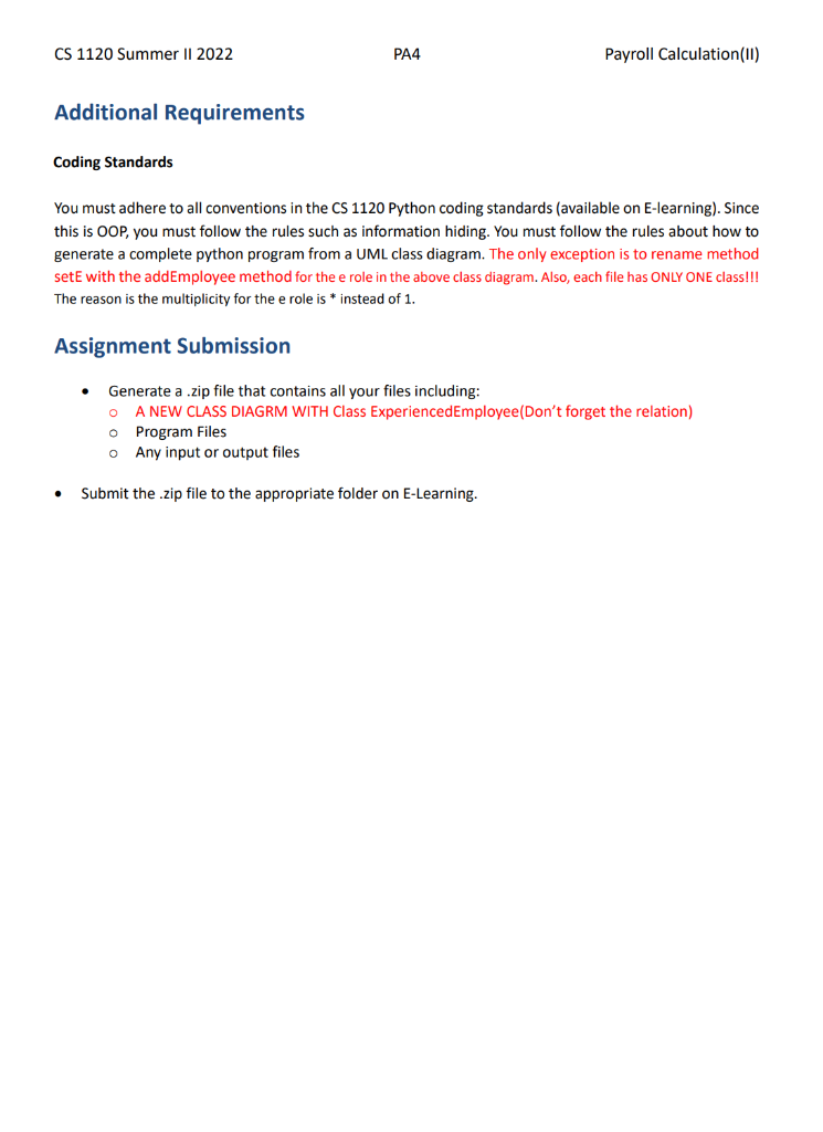 Solved Programming Assignment 4 New Requirements For Payroll | Chegg.com