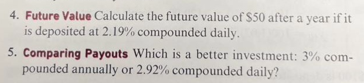 Solved 4. Future Value Calculate the future value of $50 | Chegg.com