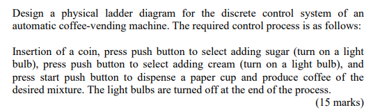 Solved Design a physical ladder diagram for the discrete | Chegg.com
