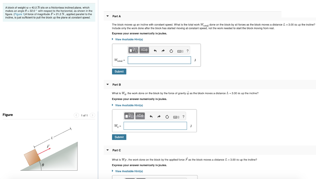 Solved A block of weight w = 40.0 N sits on a frictionless | Chegg.com