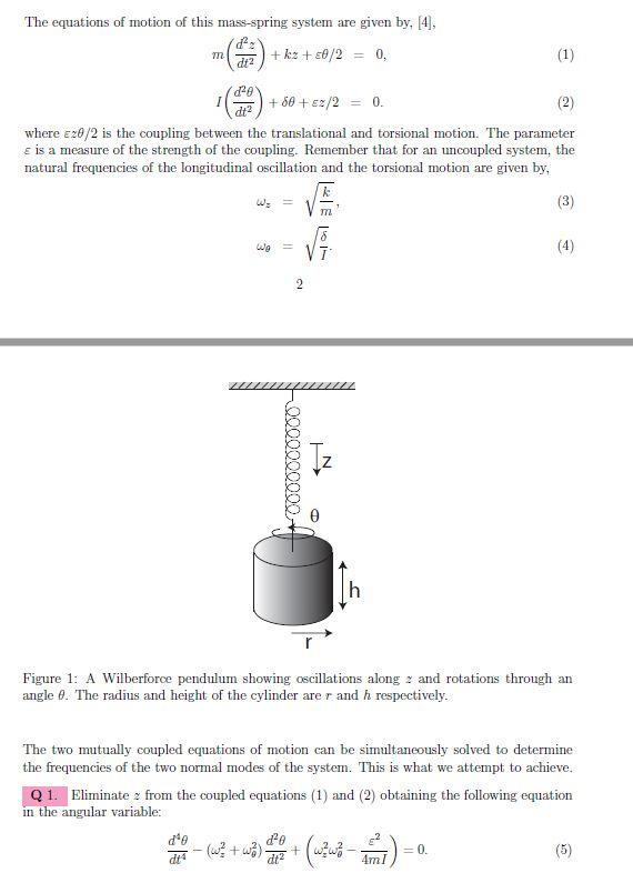 Solved The equations of motion of this mass-spring system | Chegg.com