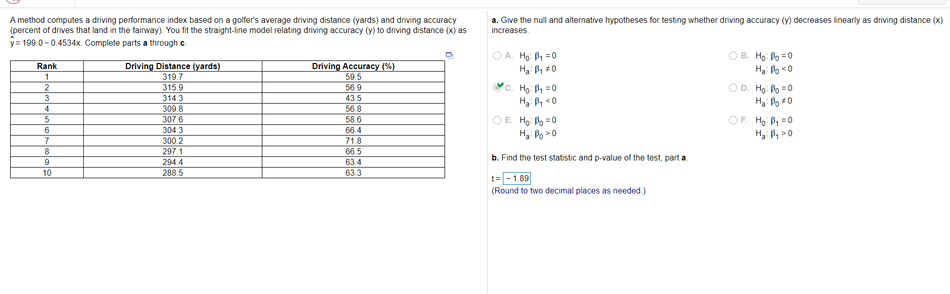 Solved A Method Computes A Driving Performance Index Based 5434