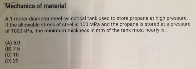 Solved Mechanics of material A 1-meter diameter steel | Chegg.com