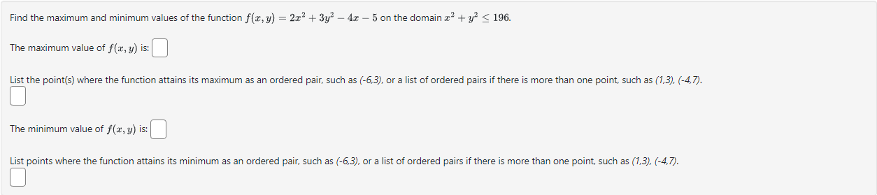 Solved Find the maximum and minimum values of the function | Chegg.com