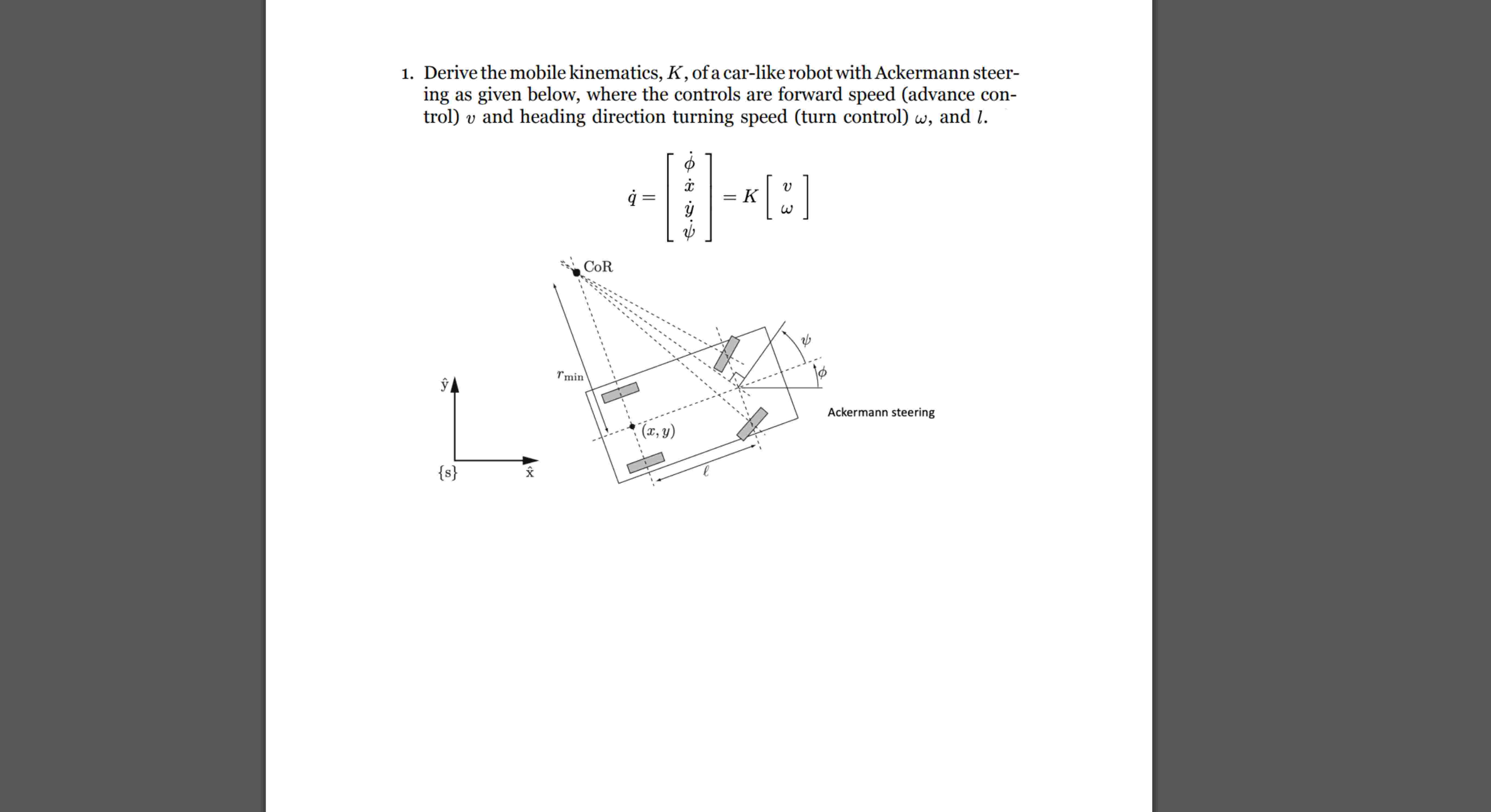 Solved Derive the mobile kinematics, K, ﻿of a car-like robot | Chegg.com