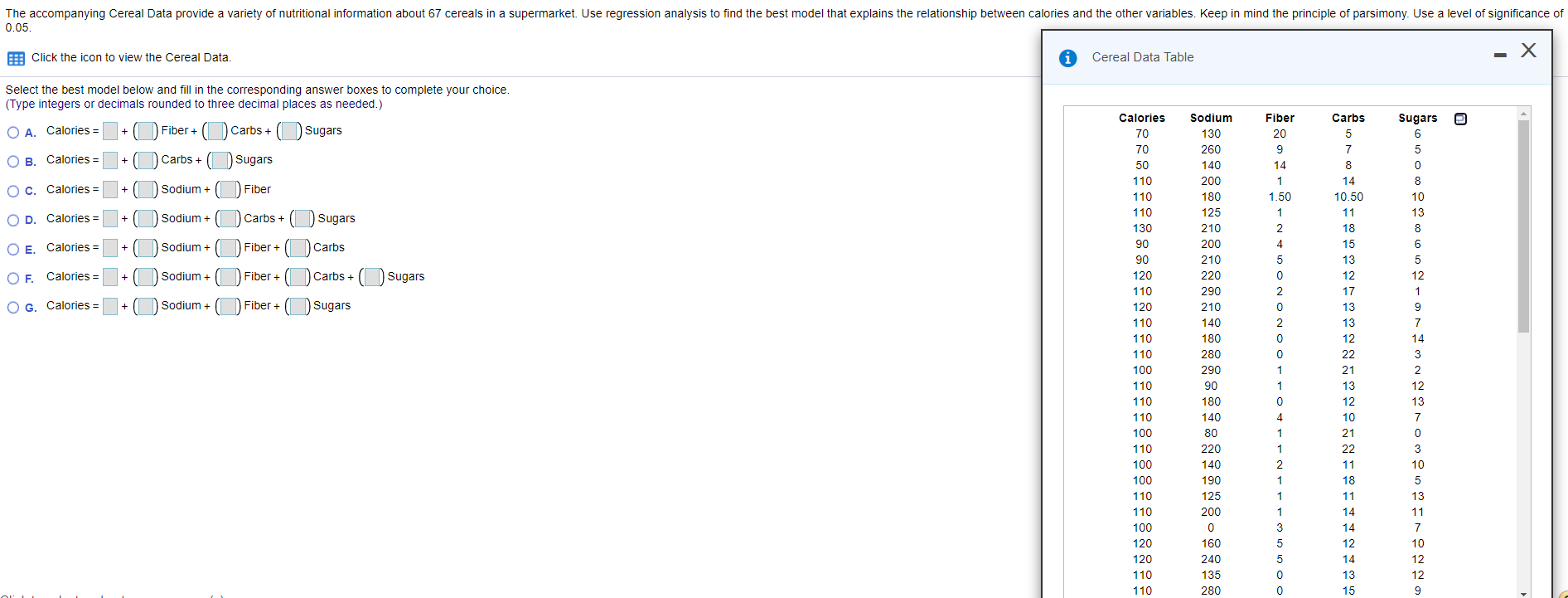 The accompanying Cereal Data provide a variety of | Chegg.com