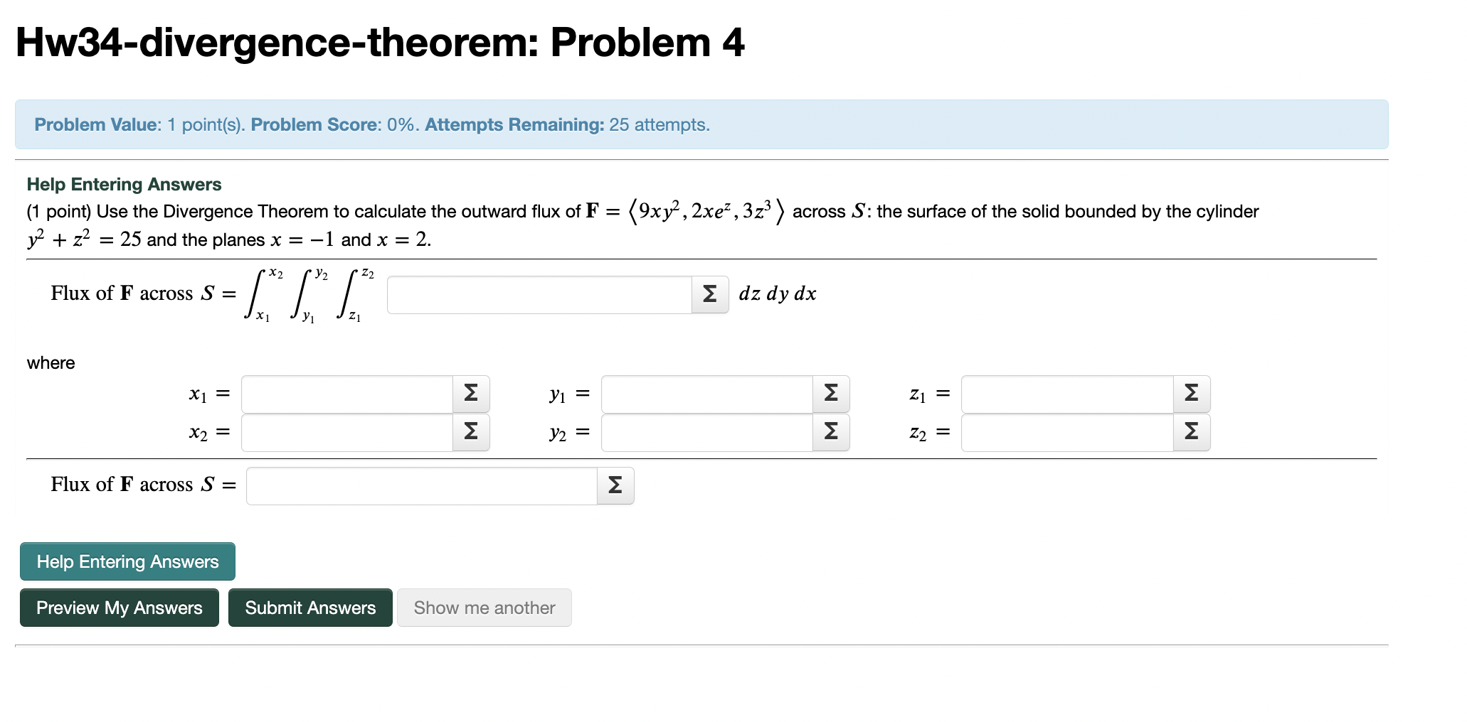 Solved Hw34-divergence-theorem: Problem 4 Problem Value: 1 | Chegg.com