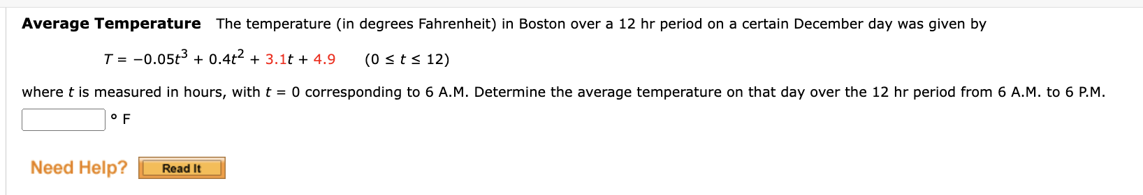 Solved Average Temperature The temperature (in degrees | Chegg.com