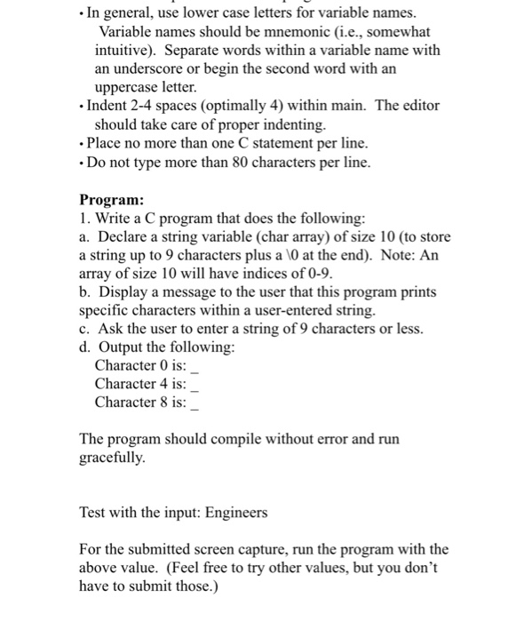 Solved .In general, use lower case letters for variable | Chegg.com
