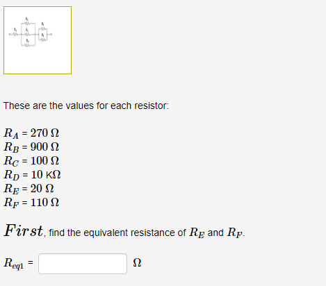 Solved These are the values for each resistor: RA-270 Ω RB | Chegg.com