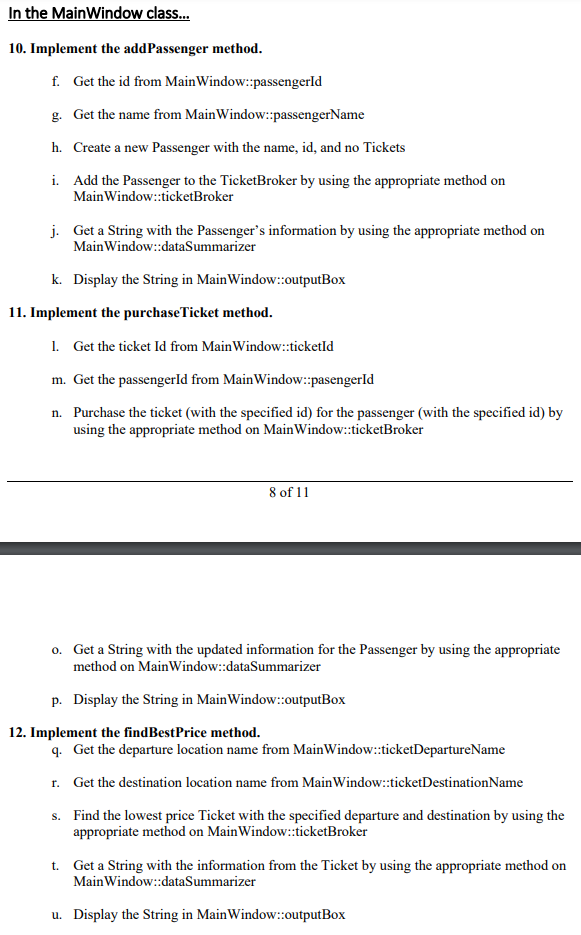 Solved In The Mainwindow Class 10 Implement The 